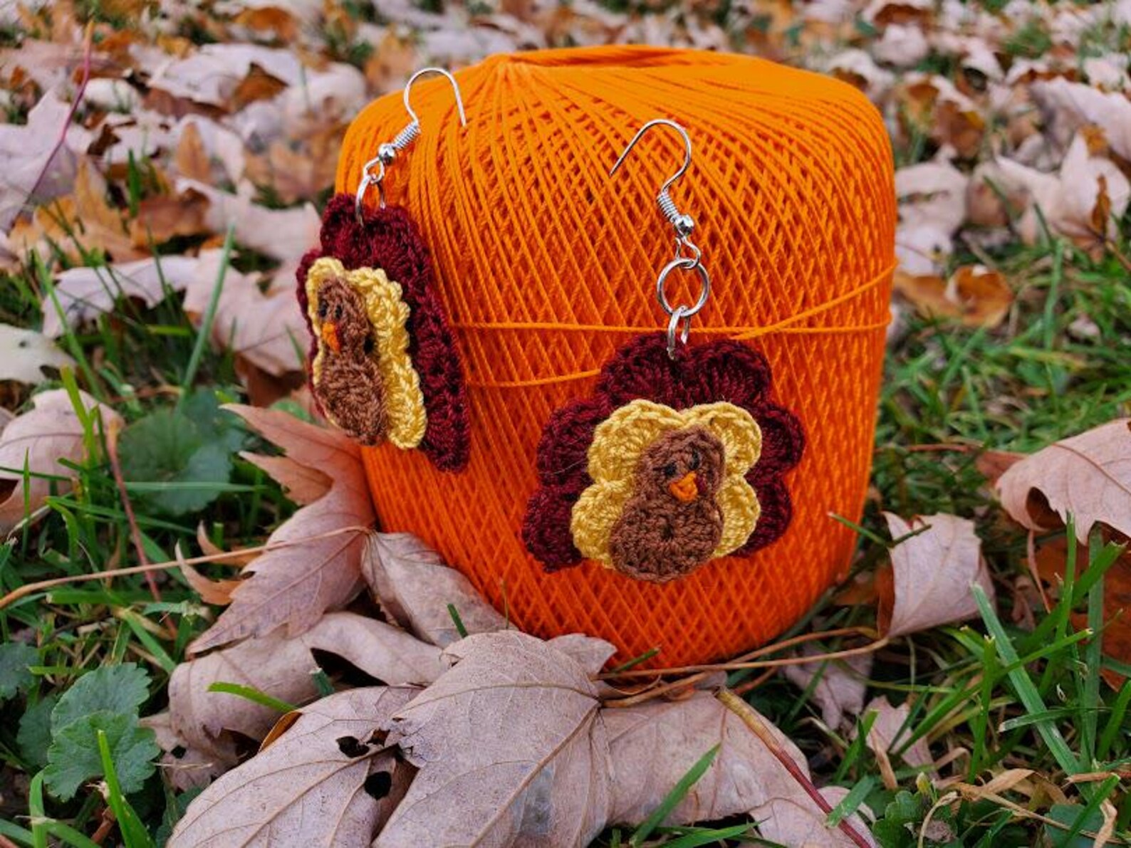 Turkey Earrings PATTERN ONLY Thanksgiving Holiday Jewelry Crochet ...