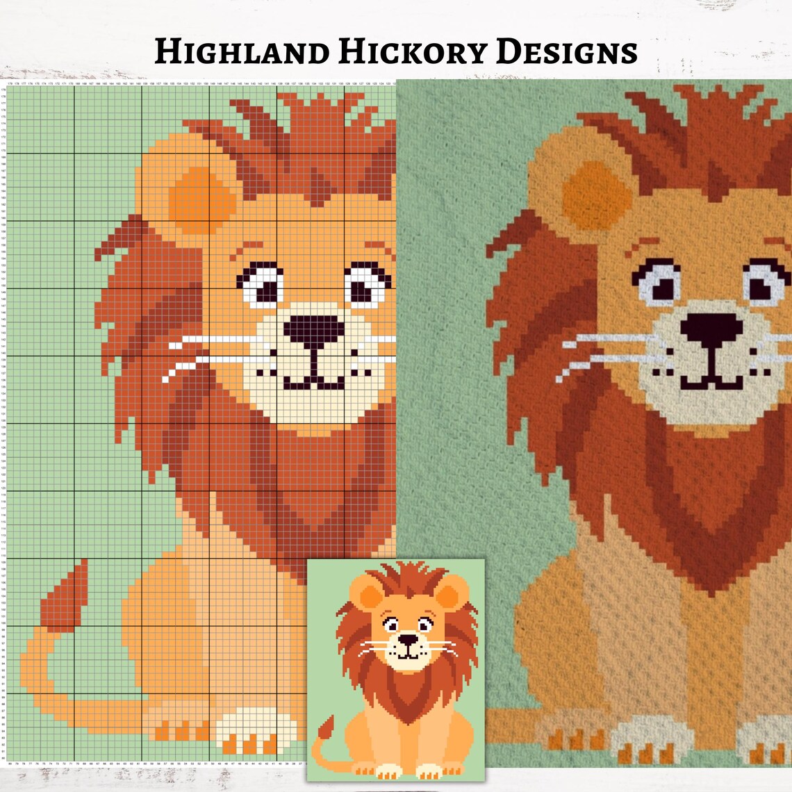 Lion Graph Crochet Pattern C2C Graphgan + Written Instructions Corner ...
