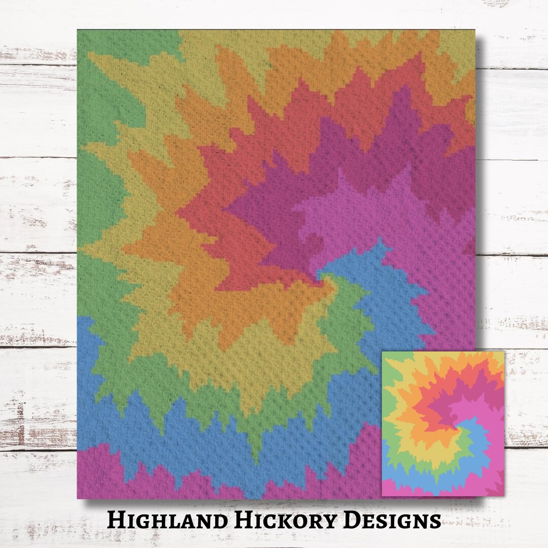 Tie Dye Graph Crochet Pattern C2C Graphgan + Written Instructions ...