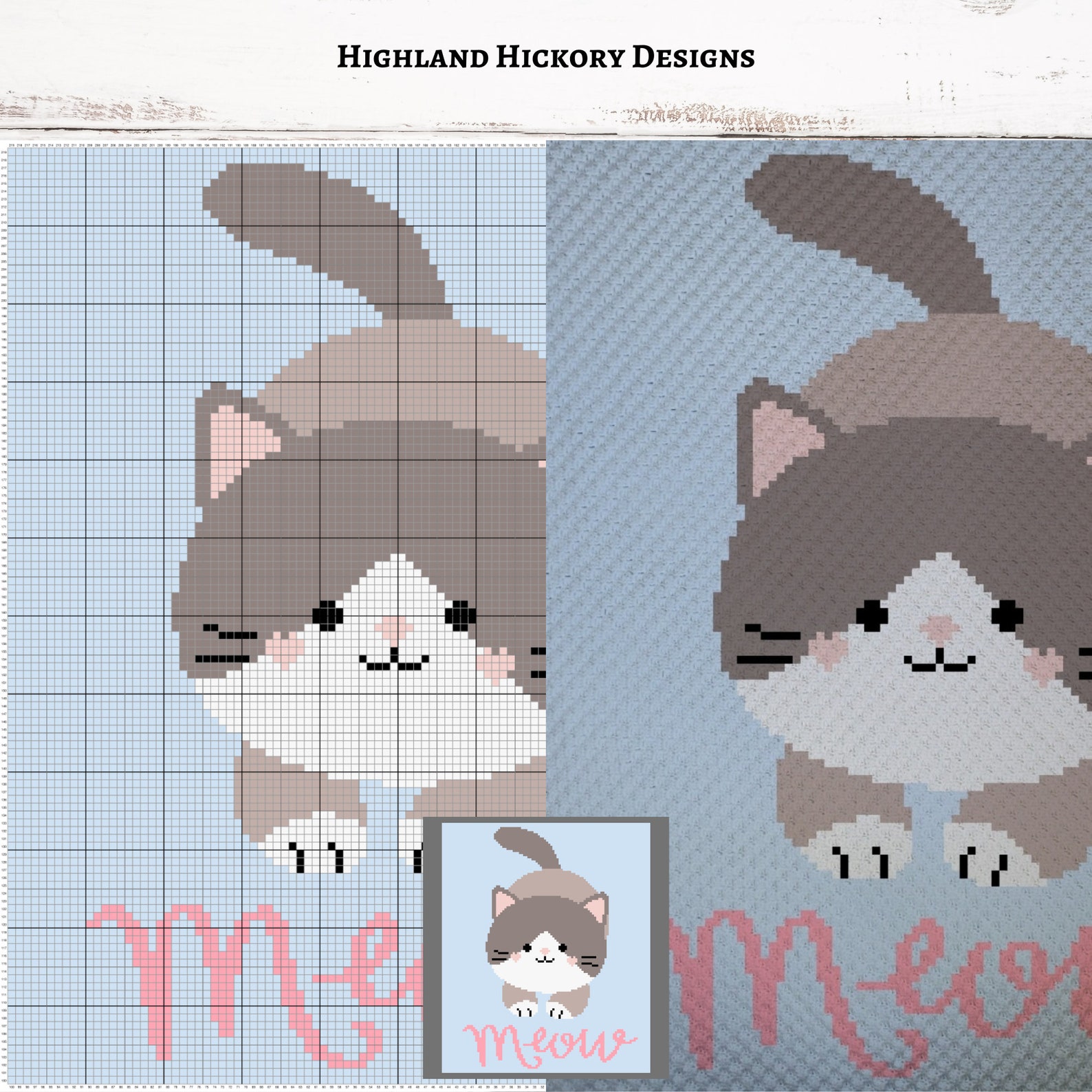 Cats Meow Graph Crochet Pattern C2C Graphgan + Written Instructions ...