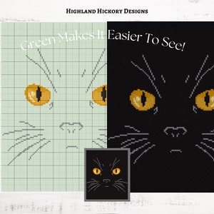 Black Cat Face Graph Crochet Pattern C2C Graphgan + Written ...