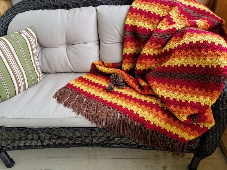Crochet Fall Foliage Afghan PATTERN ONLY Autumn Themed Throw - Etsy