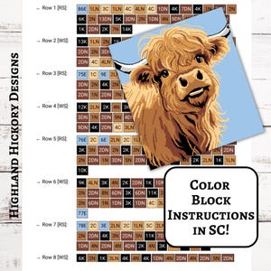 Highland Cow Graph 2 (SC) Crochet Pattern Single Crochet Graphgan ...