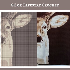 Realistic Deer Graph Crochet Pattern Tapestry or Tunisian Crochet, Sc ...