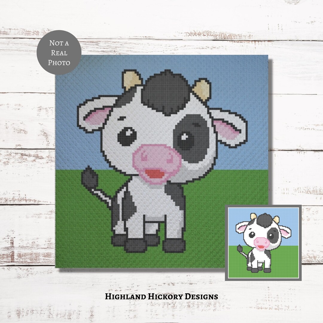 Baby Cow Graph Crochet Pattern C2C, Mini C2c, Tss, Sc, Hdc, Dc Graphgan ...