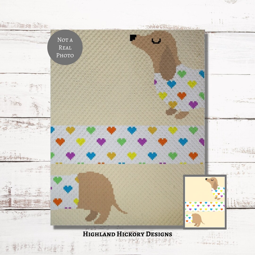 Dachshund Graph Crochet Pattern C2C Graphgan + Written Instructions ...