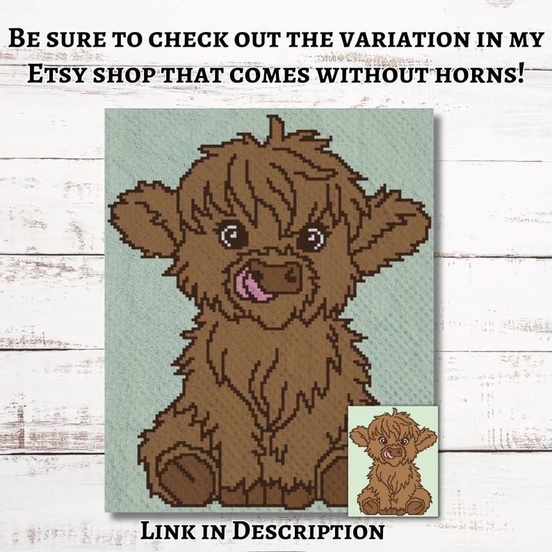 Highland Cow Graph 1 Crochet Pattern C2C and SC Graphgan + Written ...