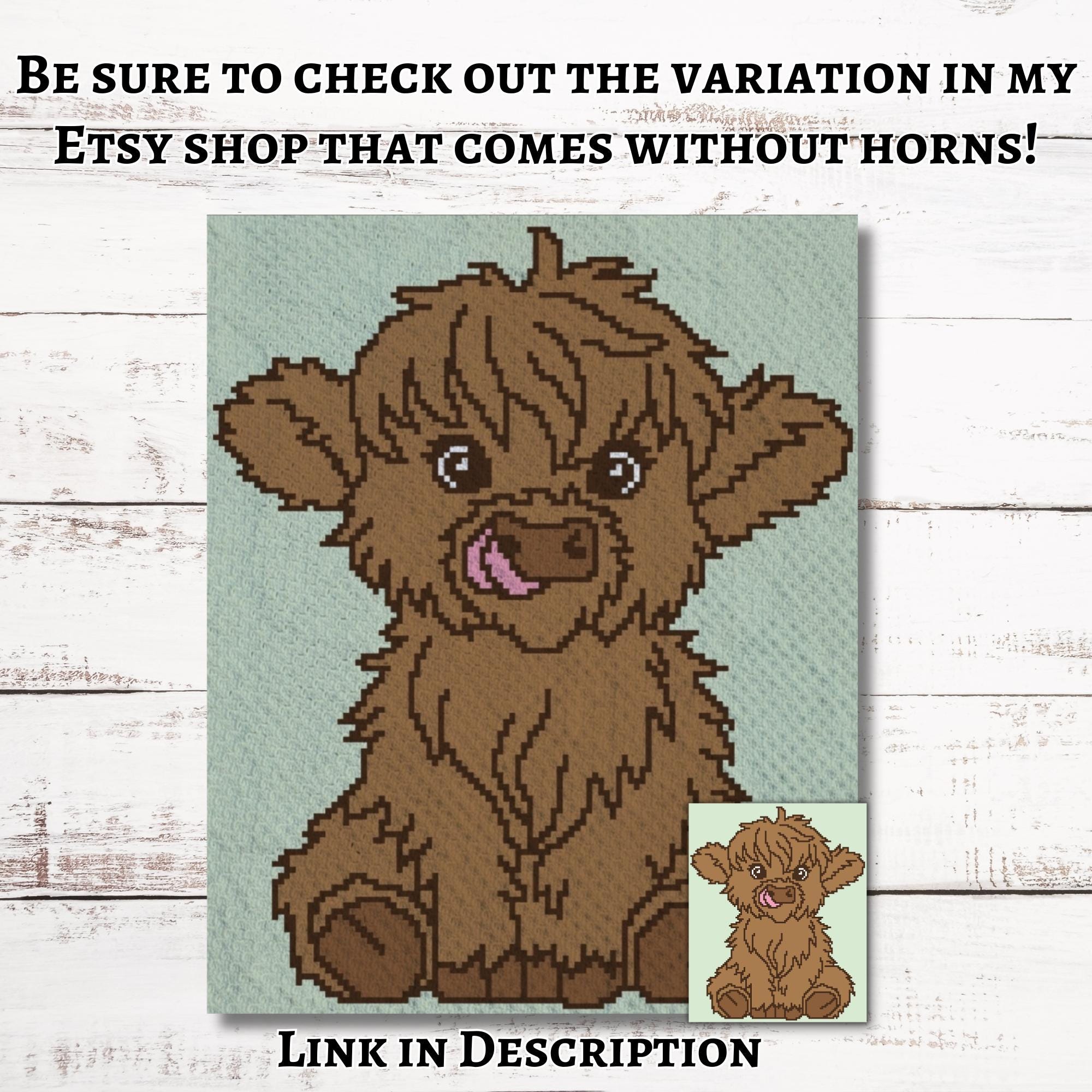 Highland Cow Graph 1 Crochet Pattern C2C and SC Graphgan + Written ...