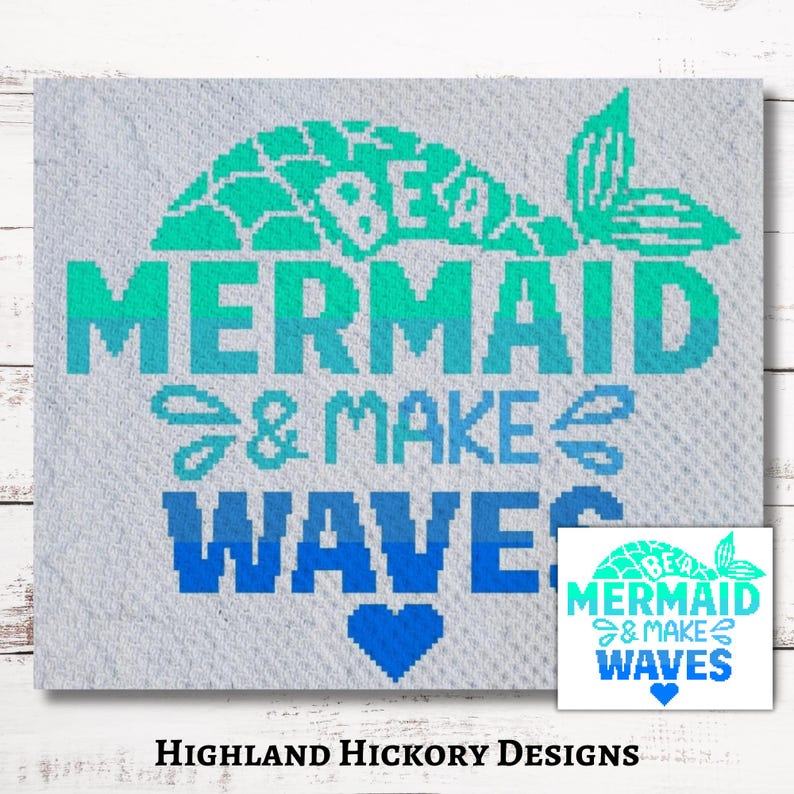 Be A Mermaid Graph Crochet Pattern C2C Graphgan + Written Instructions ...