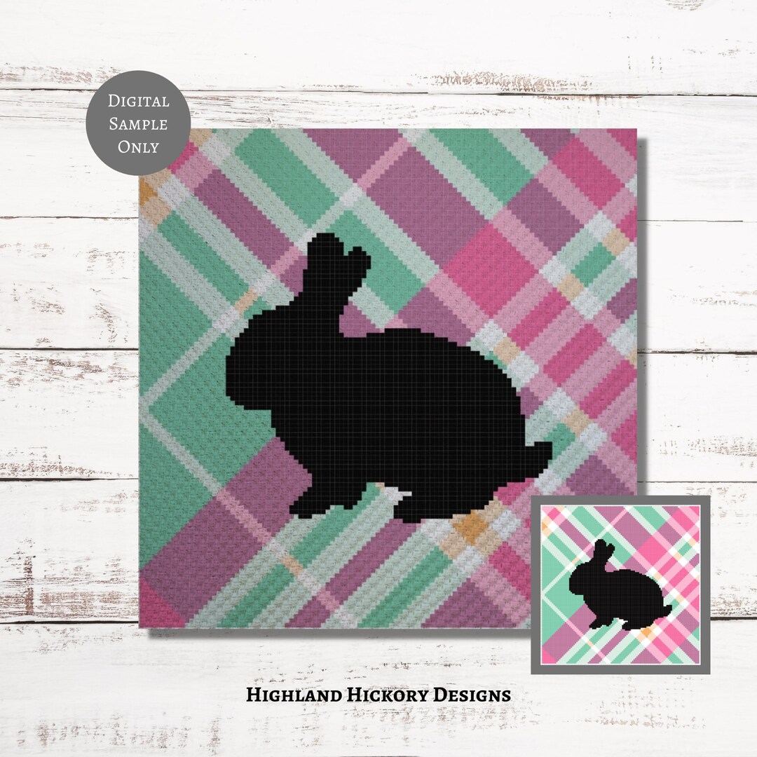 Plaid Bunny Graph Crochet Pattern C2C, Mini C2c, Tss, Sc, Hdc, Dc ...