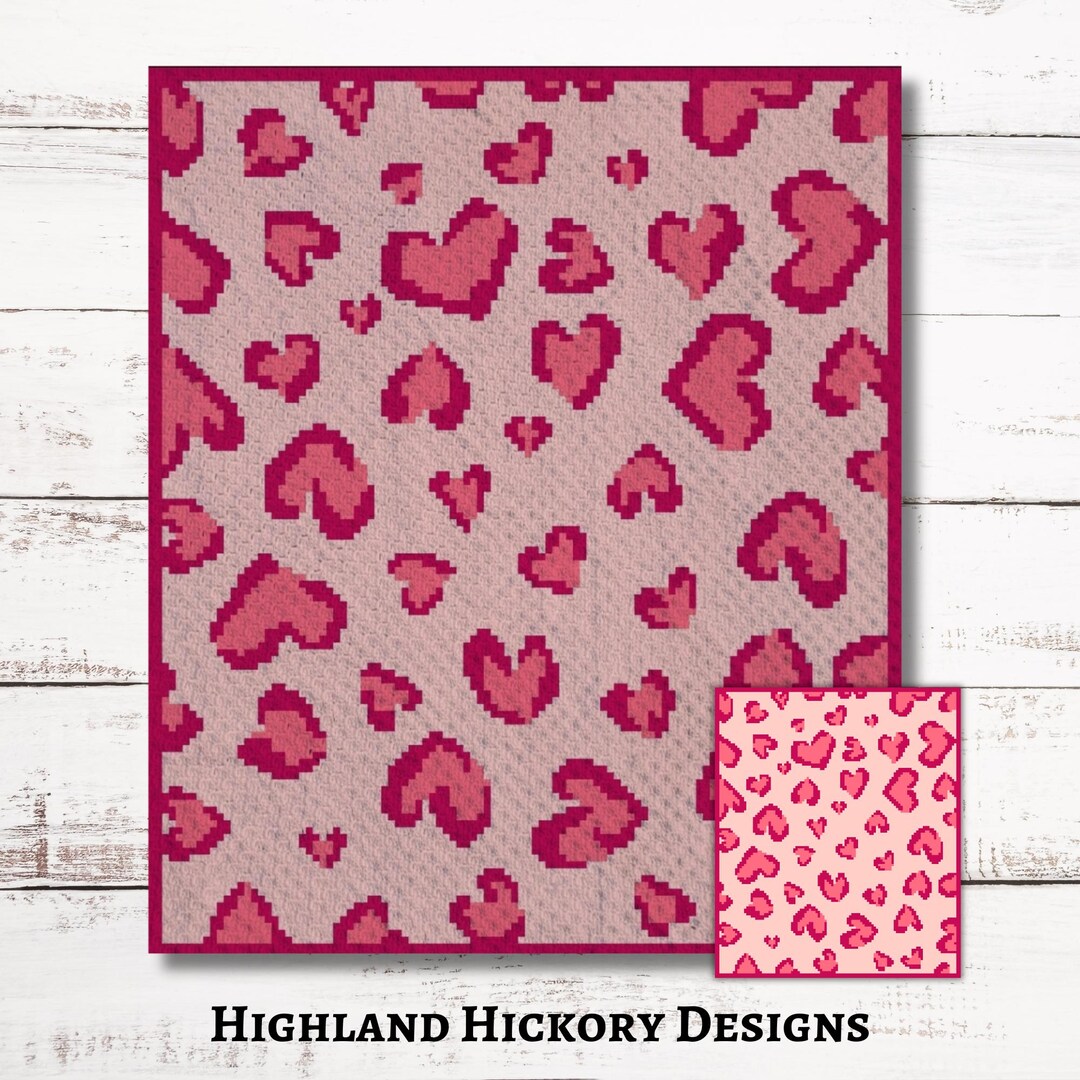 Cheetah Hearts Graph Crochet Pattern C2C Graphgan + Written ...