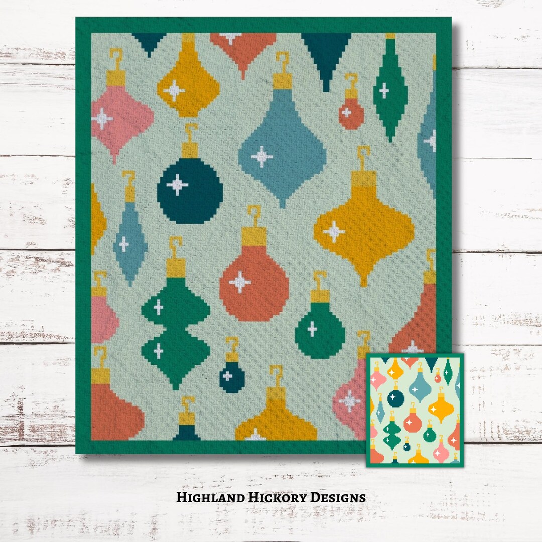 Christmas Ornament Graph Crochet Pattern C2C Mini C2c, Tss, Sc, Hdc, Dc ...