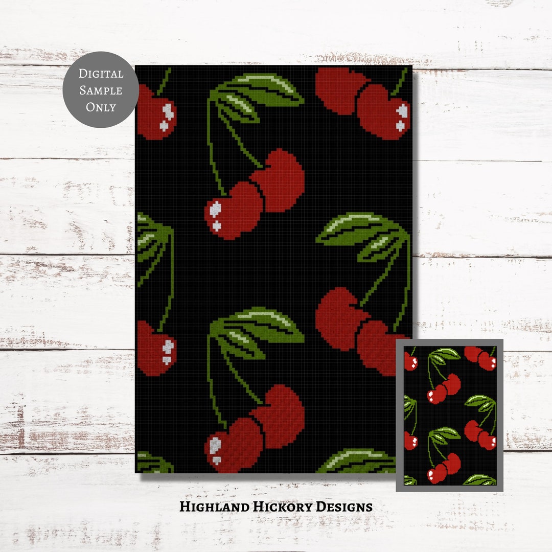 Cherries Graph Crochet Pattern C2C, Mini C2c, Tss, Sc, Hdc, Dc Graphgan ...