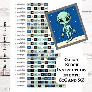 Alien Graph Crochet Pattern C2C Graphgan + Written Instructions Corner ...