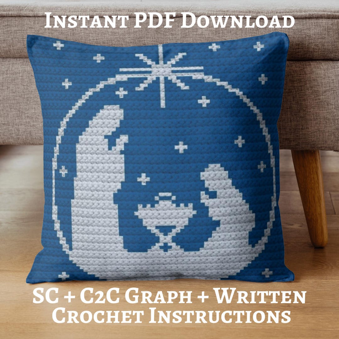 Nativity Graph Crochet Pattern, Throw Pillow, Wall Hanging, Blanket, SC ...