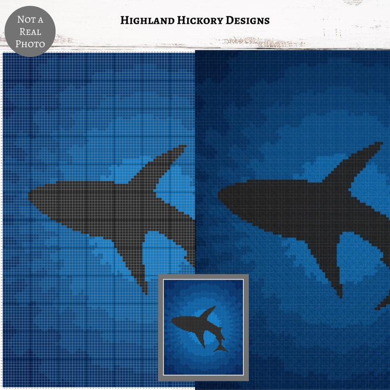 Shark Silhouette Graph Crochet Pattern C2C Mini C2c Tss Sc - Etsy