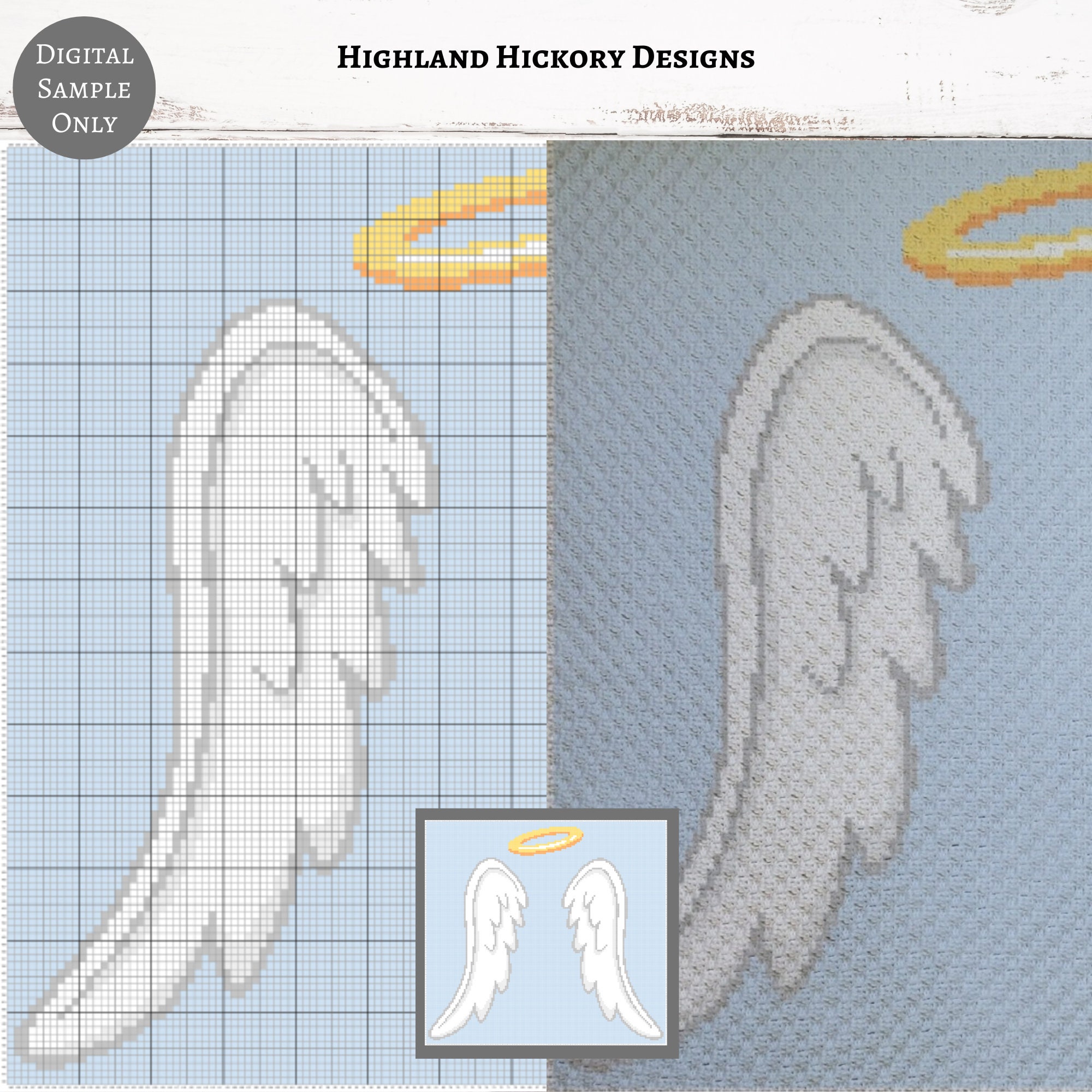 Angel Wings Crochet Pattern C2C, Mini C2c, Tss, Sc, Hdc, Dc Graphgan With Written Instructions ...