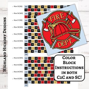 Fire Dept. Graph Crochet Pattern C2C Graphgan + Written Instructions ...