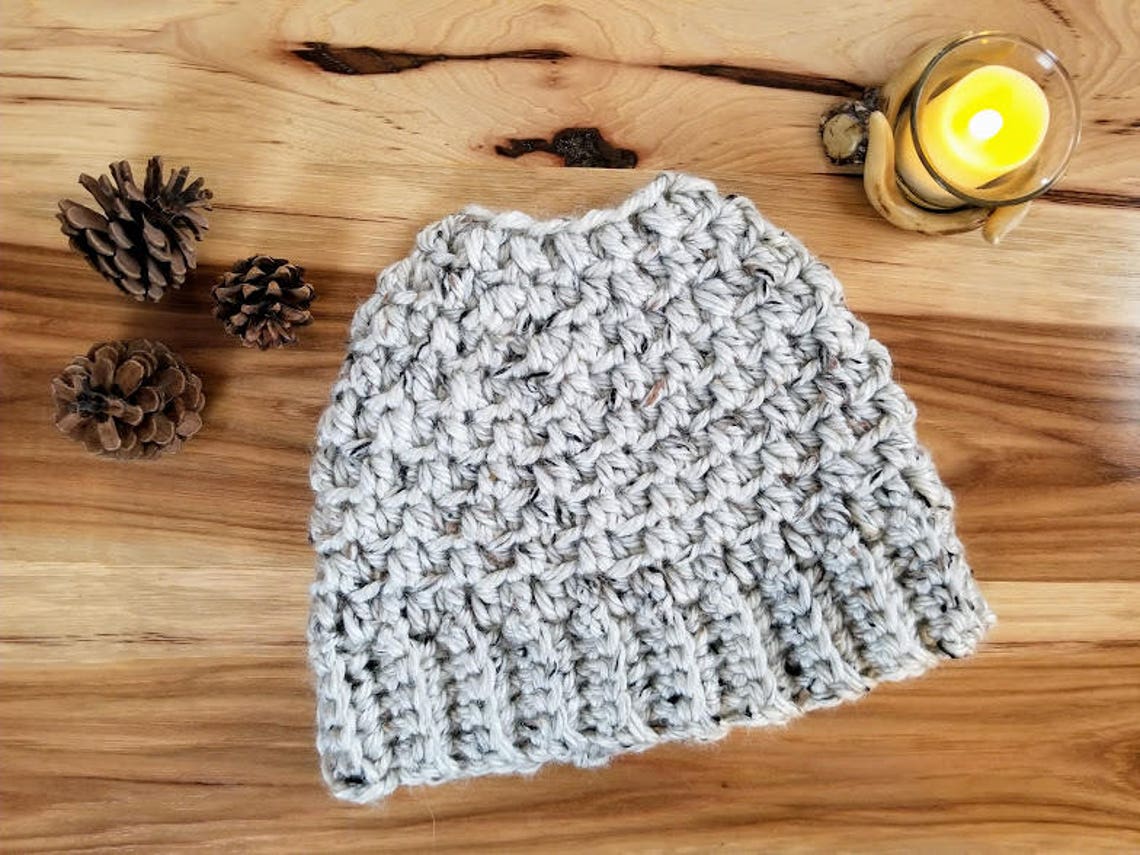 Crochet Aspen Tweed Hat PATTERN ONLY Women's Teenager's Teen Messy Bun ...