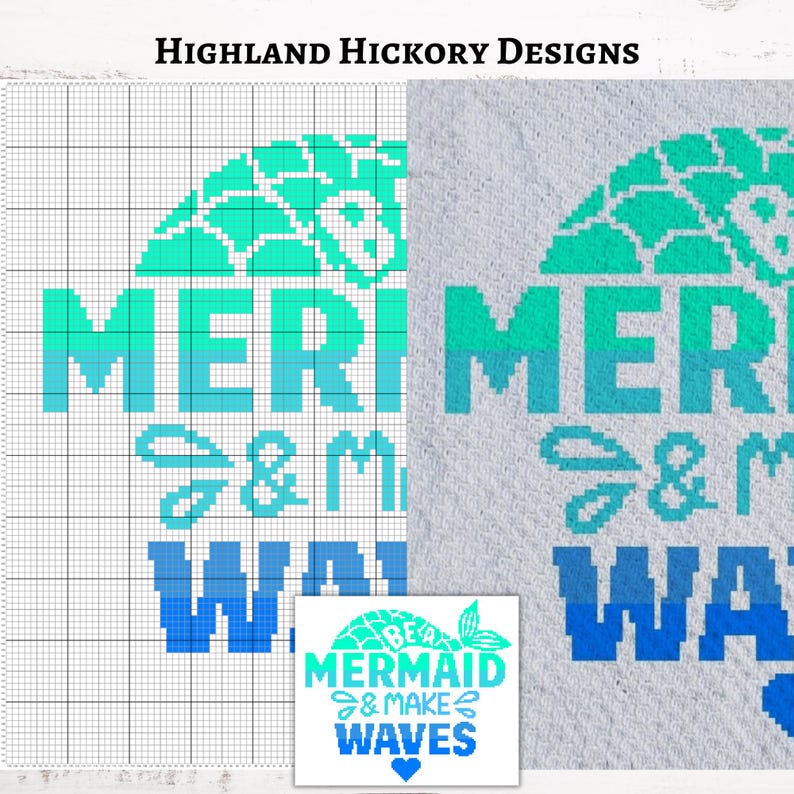 Be A Mermaid Graph Crochet Pattern C2C Graphgan + Written Instructions ...