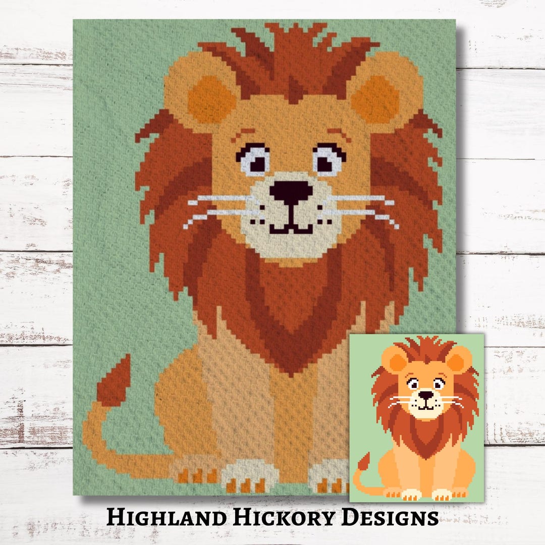 Lion Graph Crochet Pattern C2C Graphgan + Written Instructions Corner ...