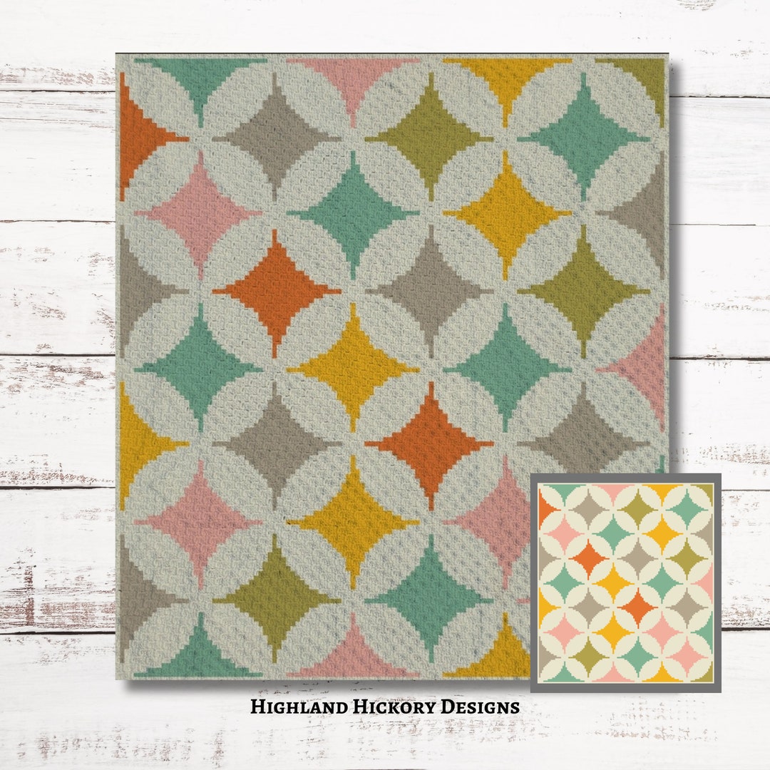 Retro Diamonds Graph Crochet Pattern C2C, Mini C2c, Tss, Sc, Hdc, Dc ...