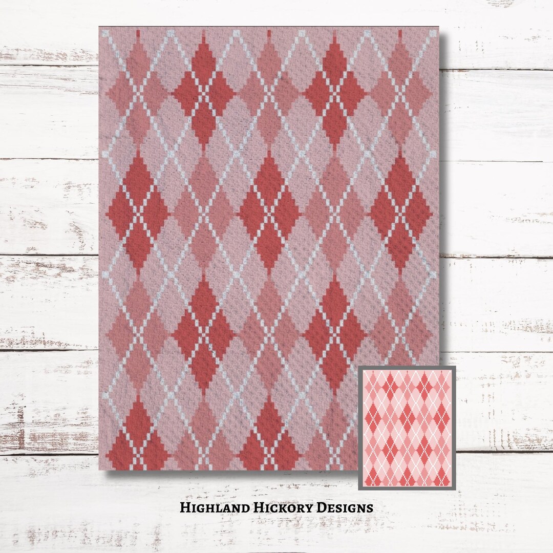 Argyle Diamonds Graph Crochet Pattern C2C, Mini C2c, Tss, Sc, Hdc, Dc ...