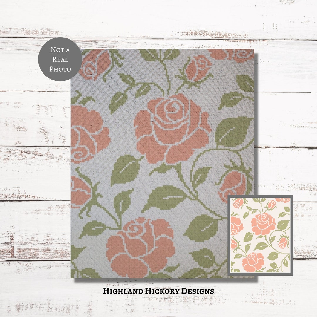 Rose Print Graph Crochet Pattern C2C, Mini C2c, Tss, Sc, Hdc, Dc ...