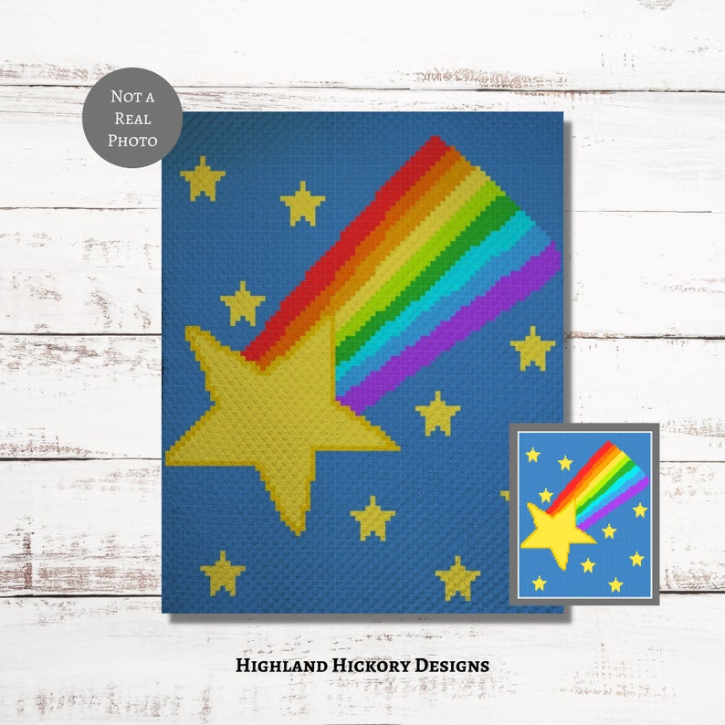 Shooting Star Graph Crochet Pattern C2C, Mini C2c, Tss, Sc, Hdc, Dc ...