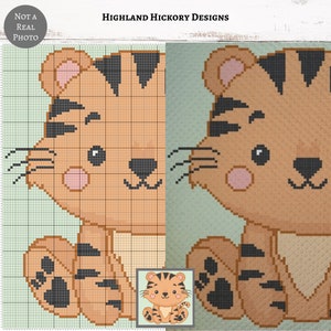 Baby Tiger Graph Crochet Pattern C2C Graphgan + Written Instructions ...
