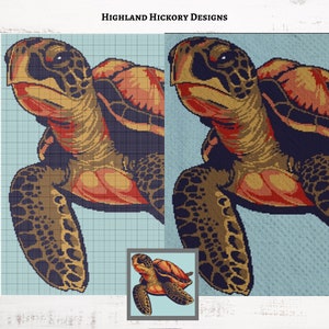 Sea Turtle Graph Crochet Pattern Single Crochet (sc) Graphgan + Written ...