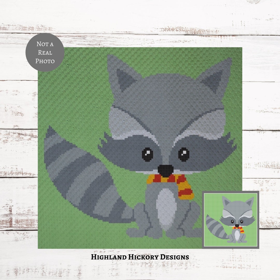 Raccoon in Scarf Graph Crochet Pattern C2C Graphgan +written ...
