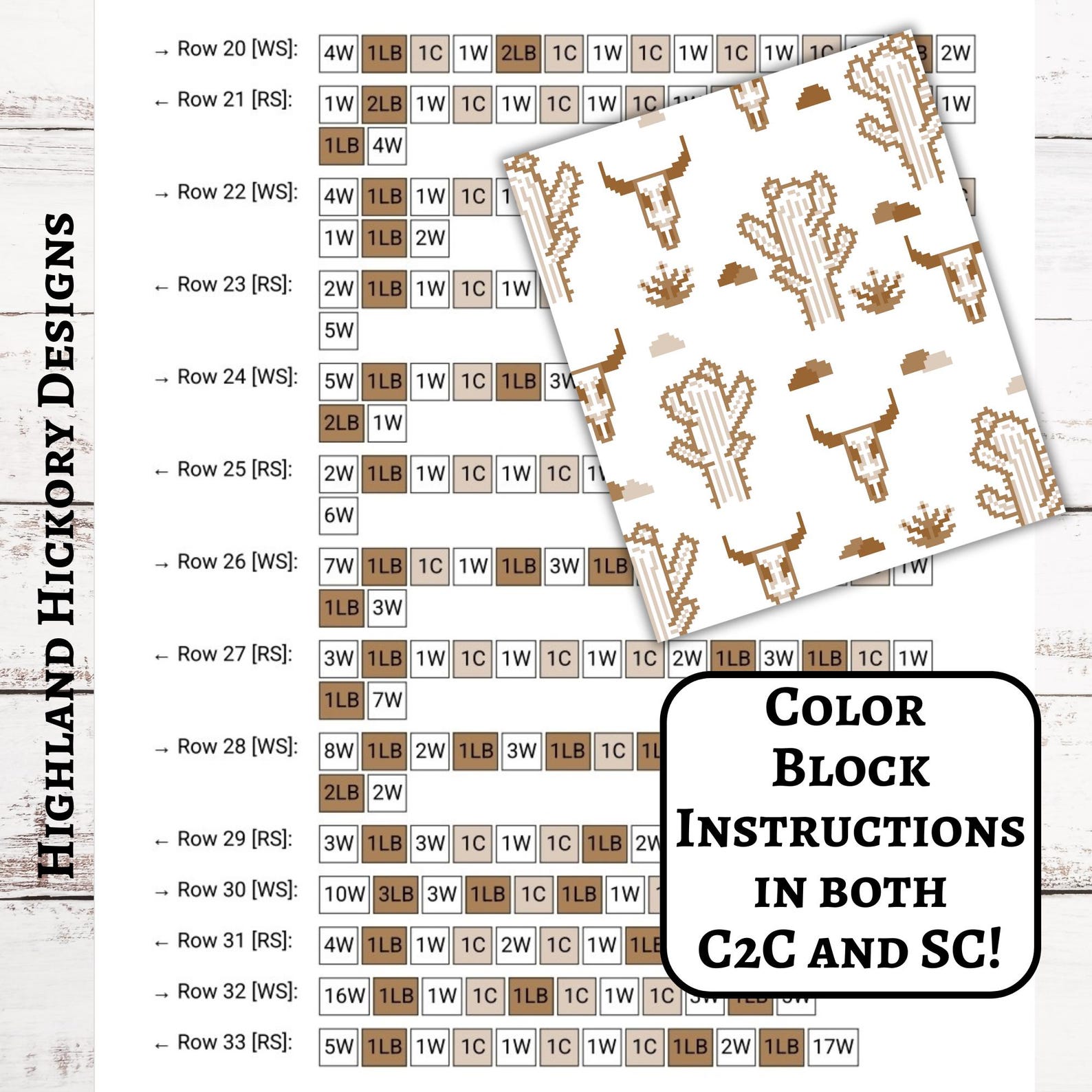 Southwest Print Graph Crochet Pattern C2C Graphgan + Written ...