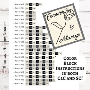 Forever & Always Graph Crochet Pattern C2C, Mini C2c, Tss, Sc, Hdc, Dc ...