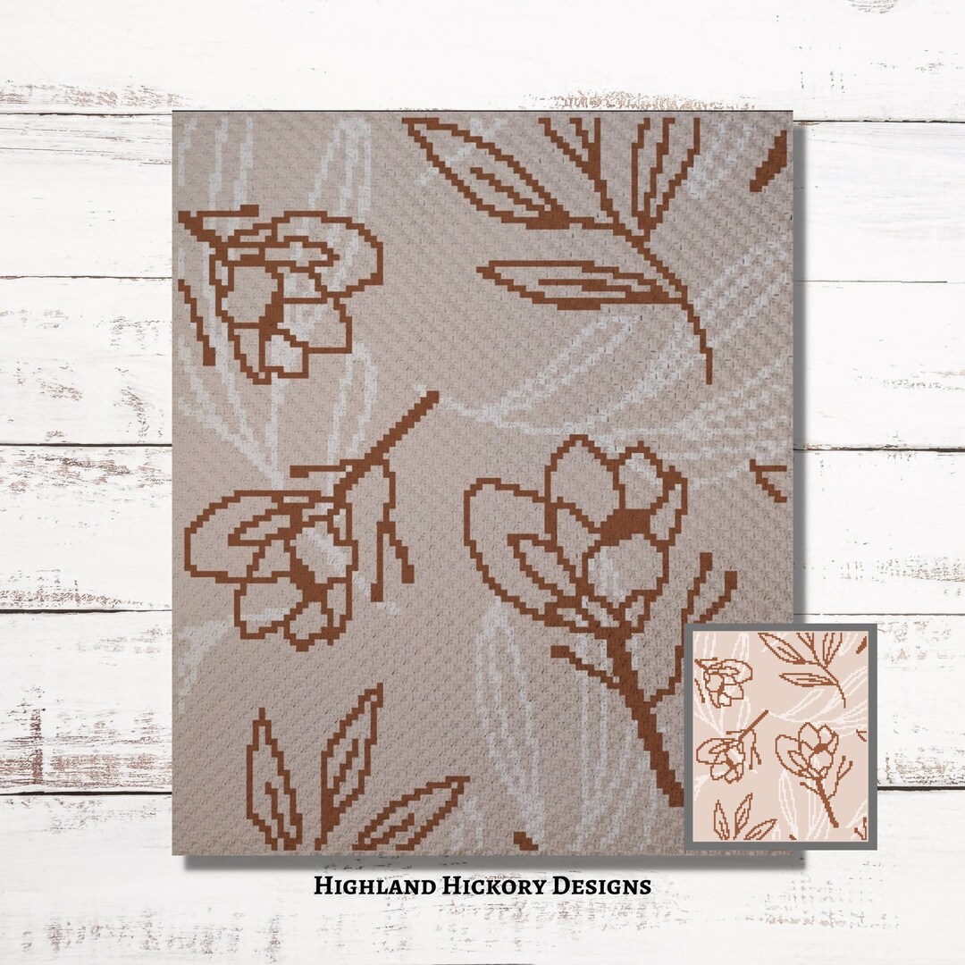 Floral Print Graph Crochet Pattern C2C, Mini C2c, Tss, Sc, Hdc, Dc ...