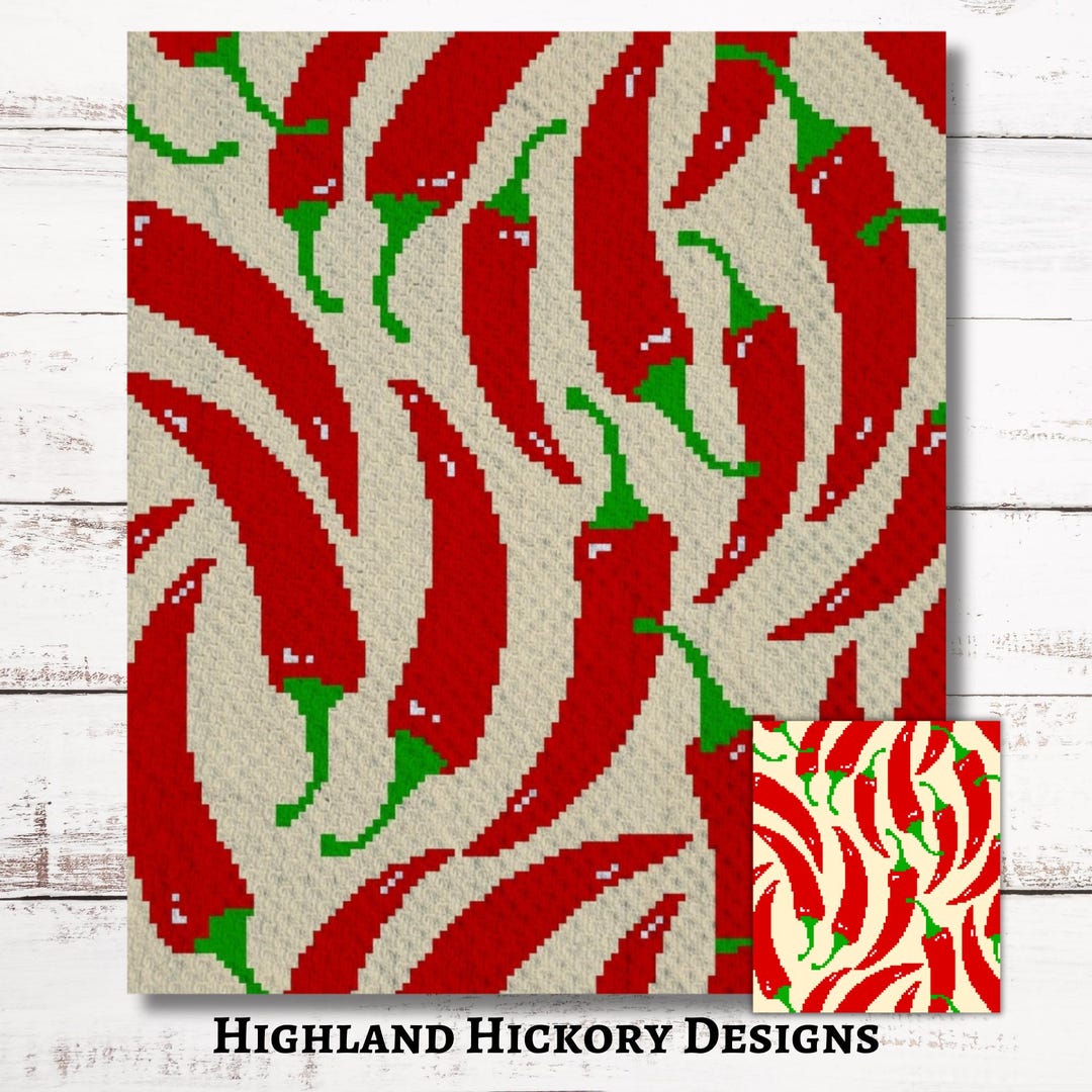 Chili Peppers Graph Crochet Pattern C2C Graphgan + Written Instructions ...