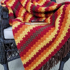 Crochet Fall Foliage Afghan PATTERN ONLY Autumn Themed Throw Blanket ...