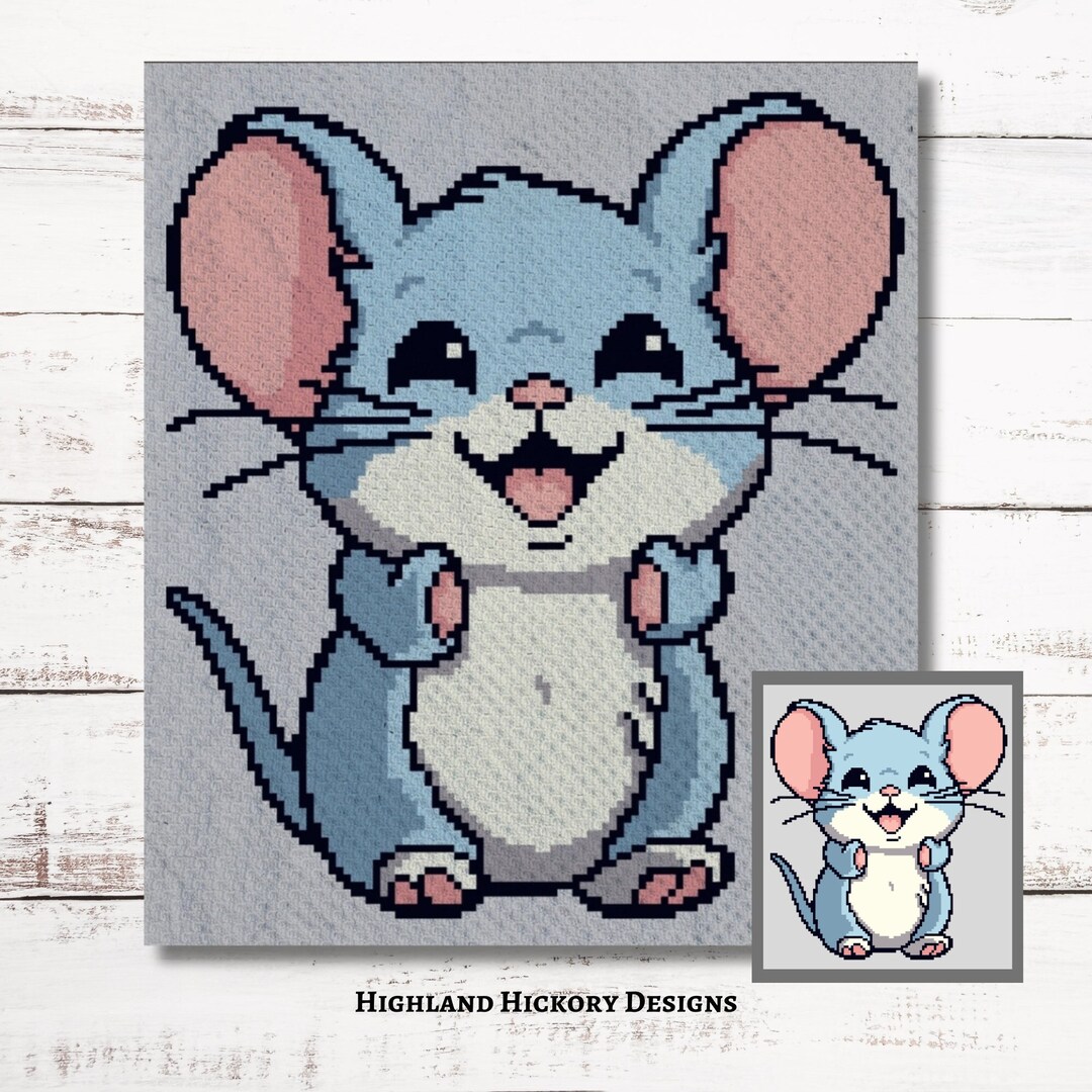 Happy Mouse Graph Crochet Pattern C2C Graphgan + Written Instructions ...