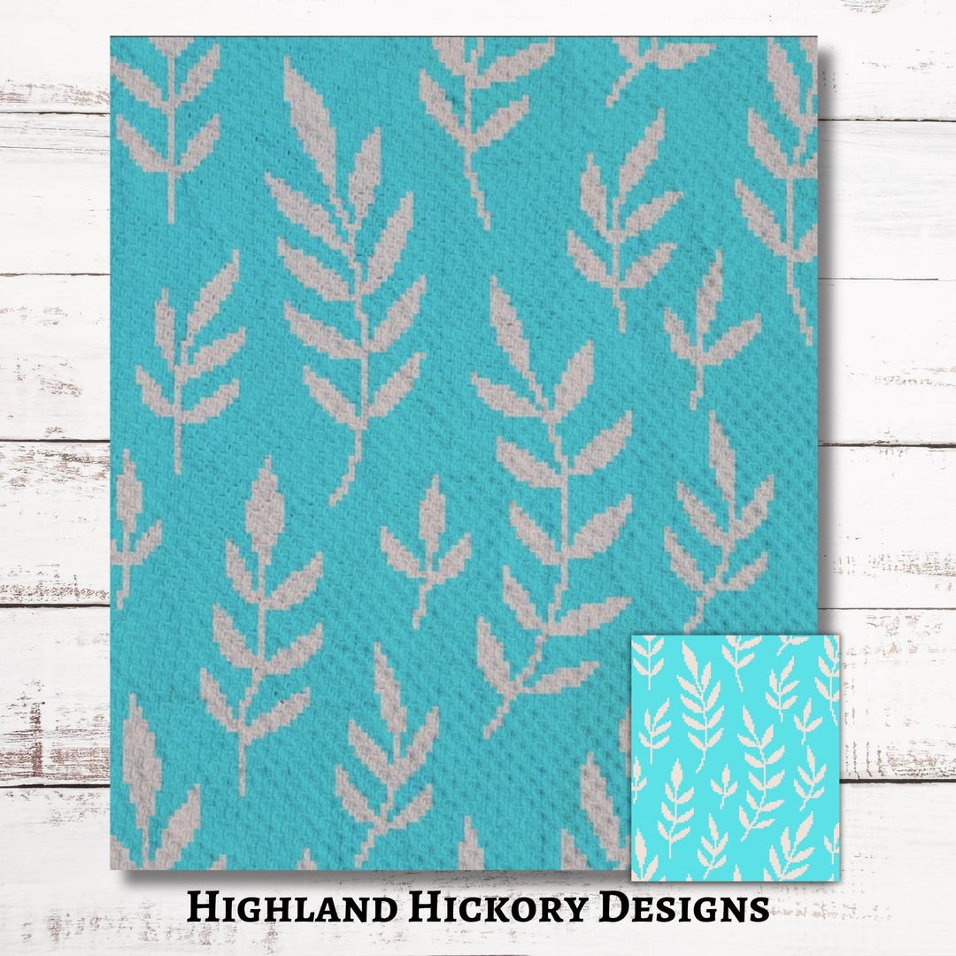 Leaf Print 1 Graph Crochet Pattern C2C Graphgan + Written Instructions ...