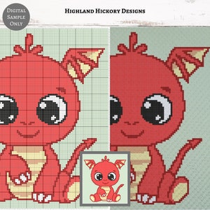 Red Baby Dragon Crochet Pattern C2C Graphgan + Written Instructions ...