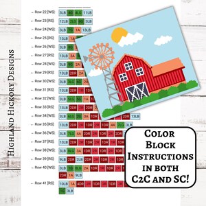 Barn Graph Crochet Pattern C2C, Mini C2c, Tss, Sc, Hdc, Dc Graphgan ...