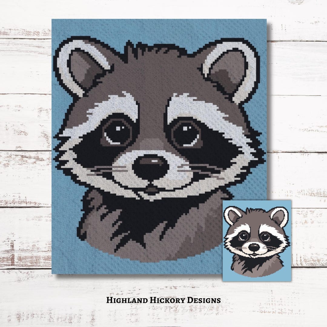 Raccoon Graph Crochet Pattern C2C Graphgan + Written Instructions ...