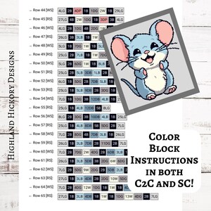 Happy Mouse Graph Crochet Pattern C2C Graphgan + Written Instructions ...