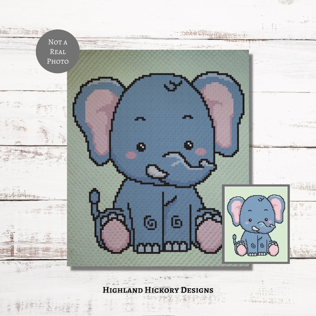 Baby Elephant Graph Crochet Pattern C2C Graphgan + Written Instructions ...