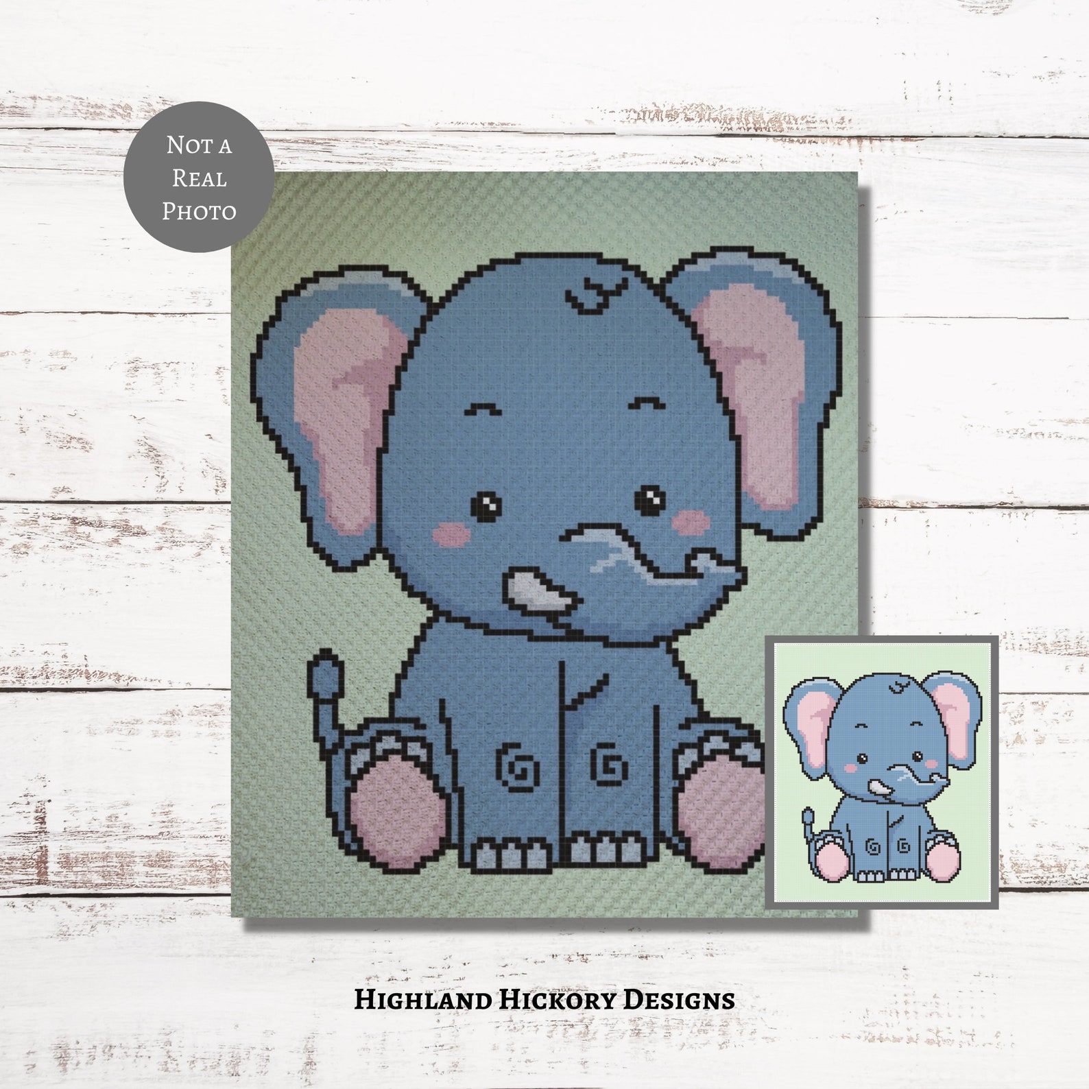 Baby Elephant Graph Crochet Pattern C2C Graphgan + Written Instructions ...