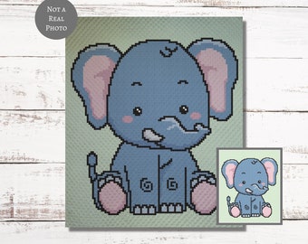Baby Elephant Crochet Graphgan Graph - Etsy