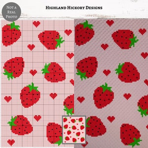 Strawberries Graph Crochet Pattern C2C, Mini C2c, Tss, Sc, Hdc, Dc Graphgan With Written ...