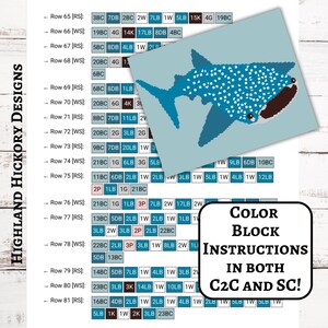 Whale Shark Graph Crochet Pattern C2C Graphgan + Written Instructions ...