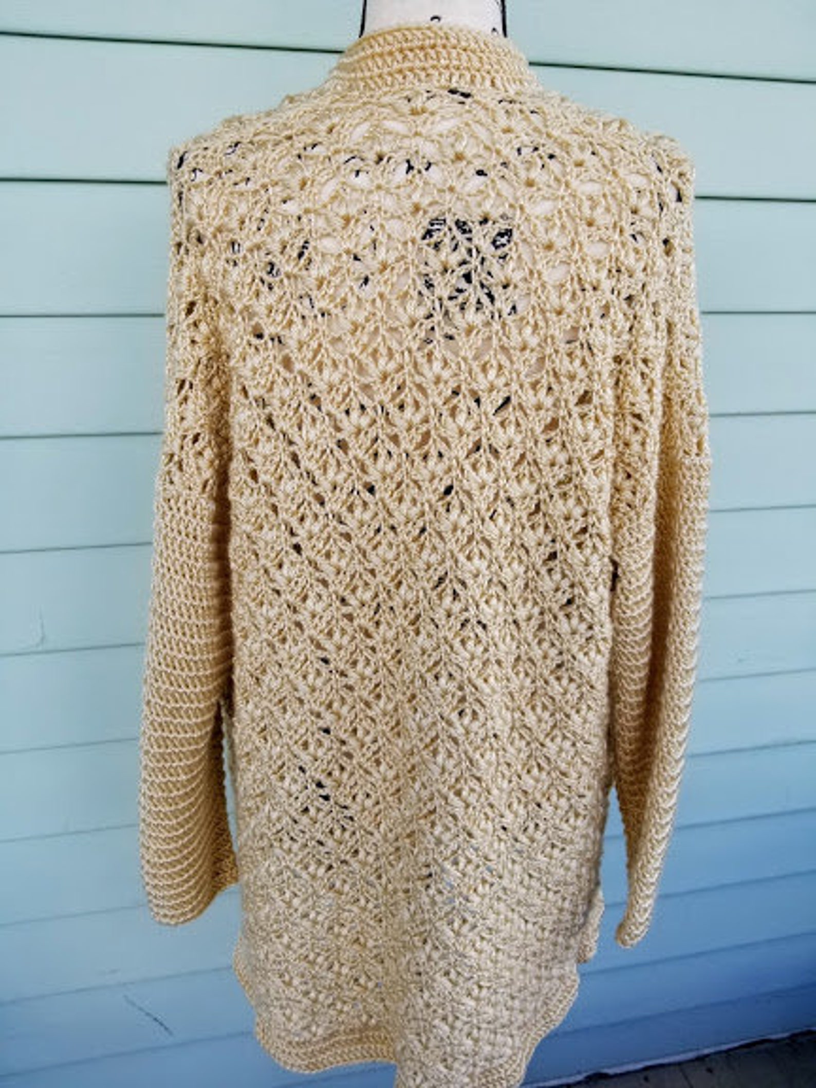 Crochet Fleur-de-lis Cardigan PATTERN ONLY womens teens open | Etsy