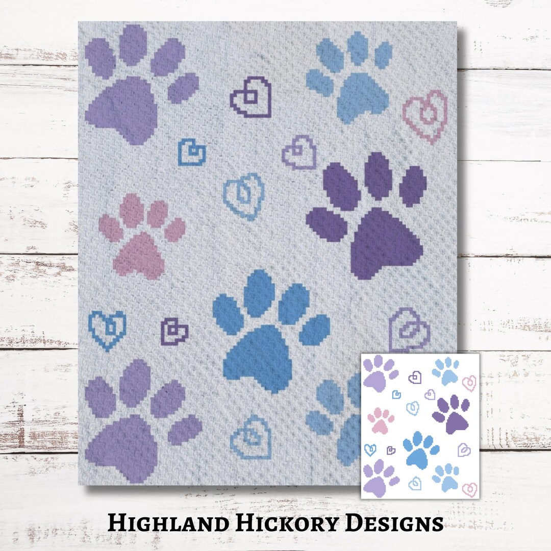 Love Paws Graph Crochet Pattern C2C Graphgan + Written Instructions ...